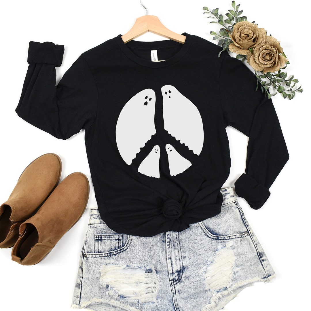 Peace Sign Ghosts - Unisex Long Sleeve Tshirt - Etsy