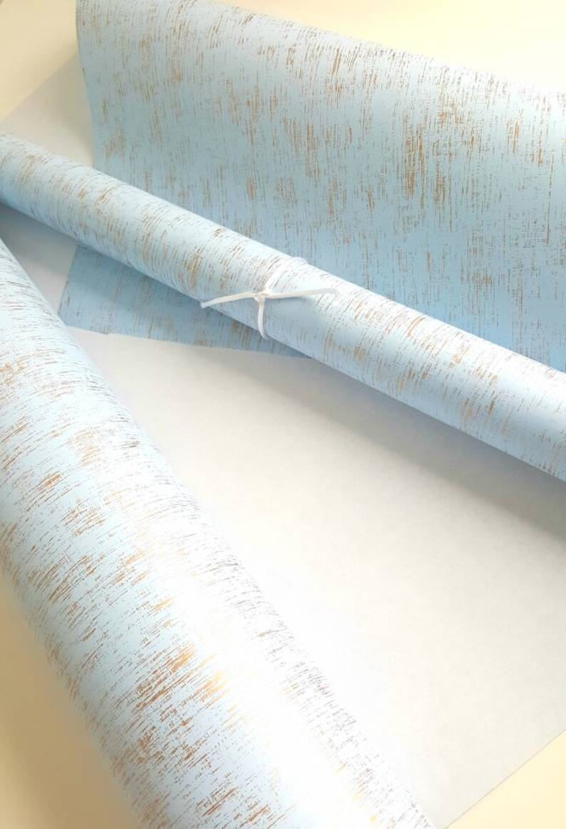 Eggshell Blue and Gold Wrapping Paper, 80gsm Blue and Metallic Gold ...