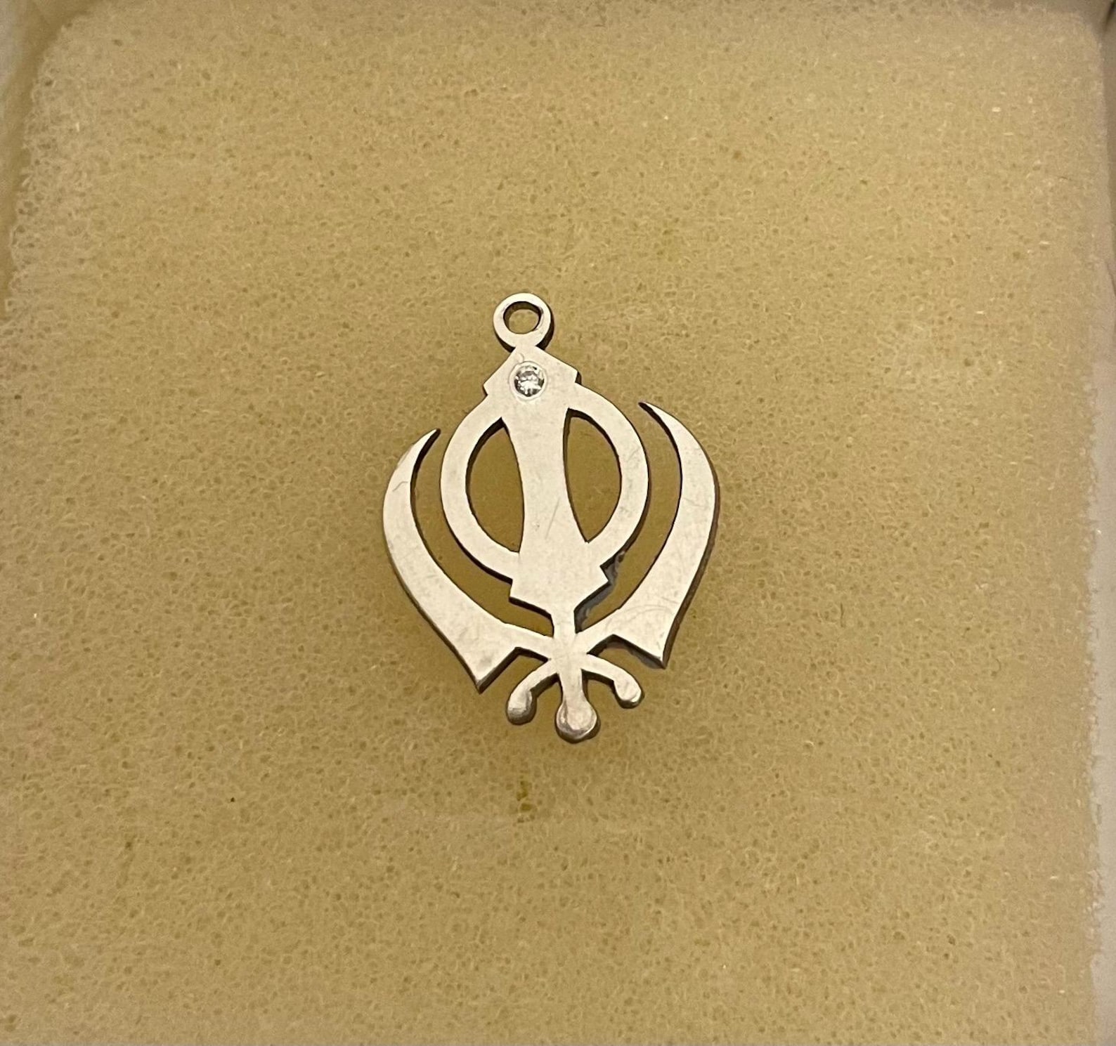 Adi Shakti Khalsa Pendant: Handmade Sterling Silver Diamond Sikh Symbol ...