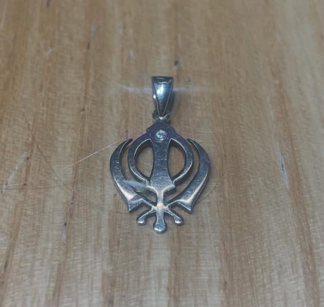 Handmade Sterling Silver Adi Shakti Khalsa Pendant: Diamond Sikh Symbol ...
