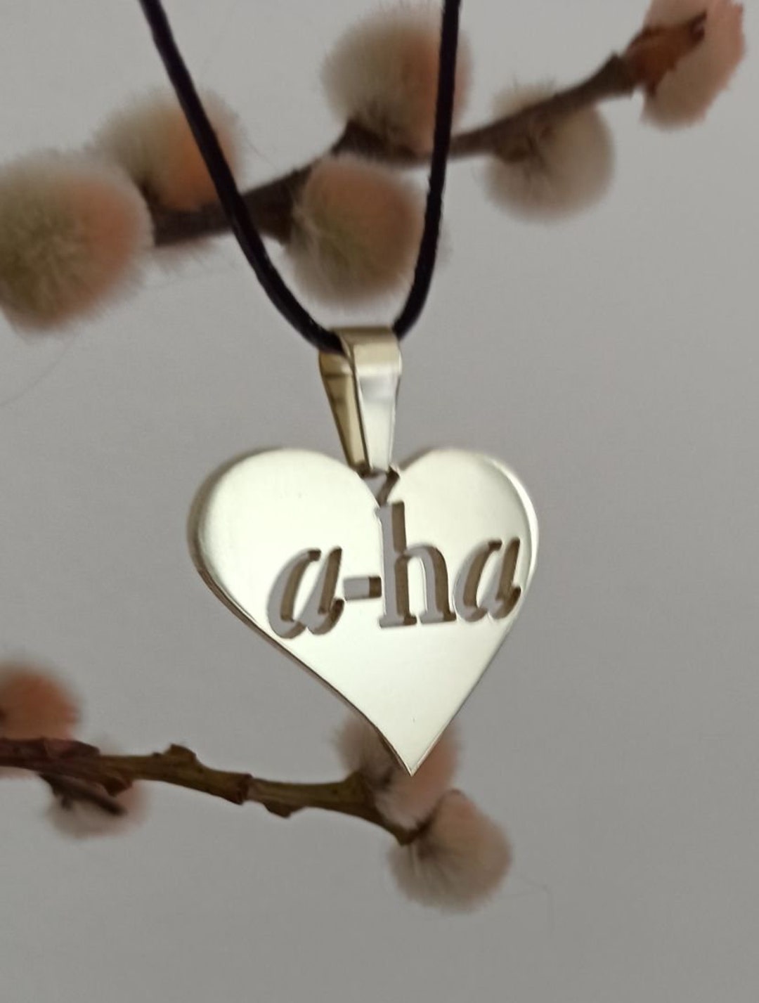 A-ha I Love A-ha Heart Stainles Steel Charm YELOW GOLD COLOR - Etsy