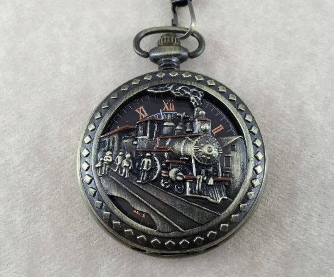 Mechanical Train Pocket Watch Brass - Etsy