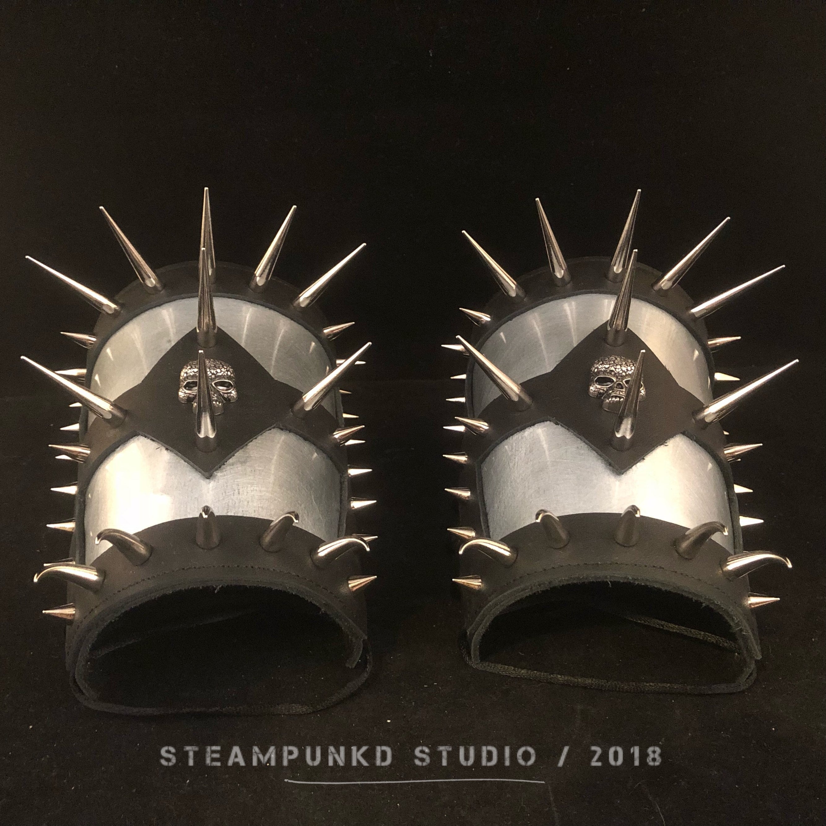 Arm Guards Handmade Skulls Spikes Leather Steel - Etsy