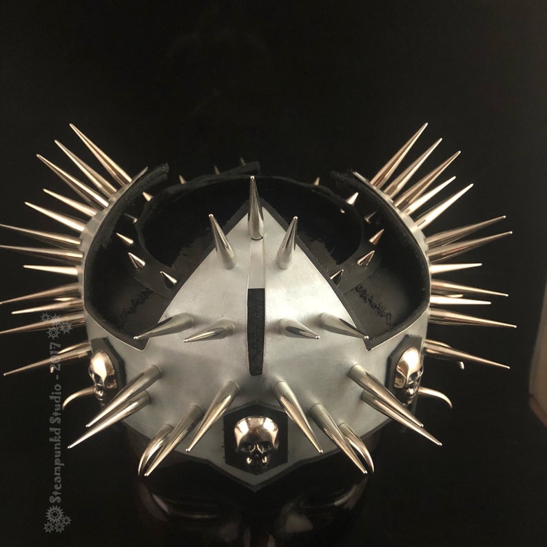 Spiked Skull Leather and Steel Crown - Etsy