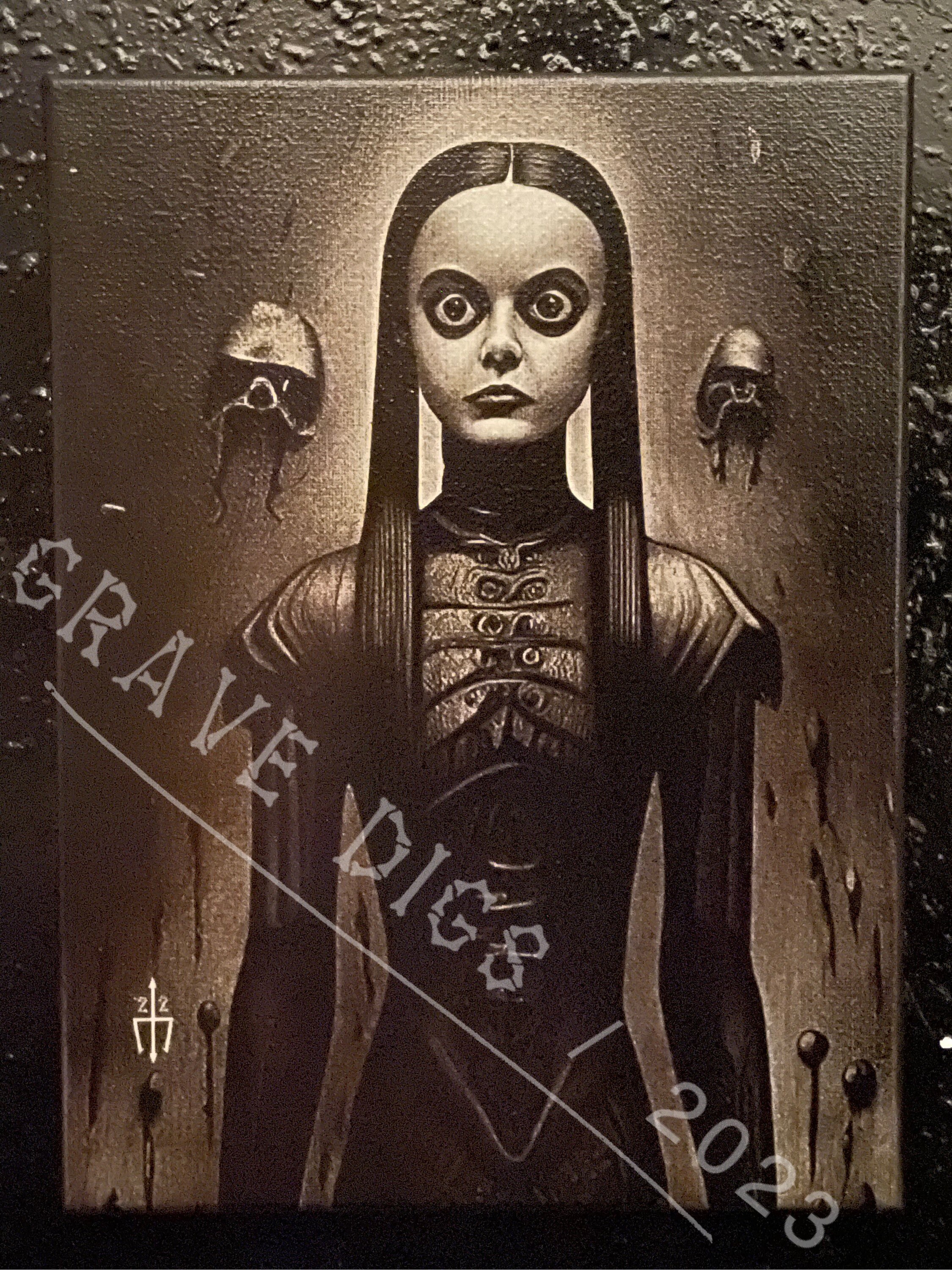 Wednesday Addams Spelunking Party Original Glow In The Dark Canvas Wall ...