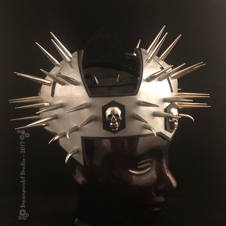Spiked Skull Leather and Steel Crown - Etsy