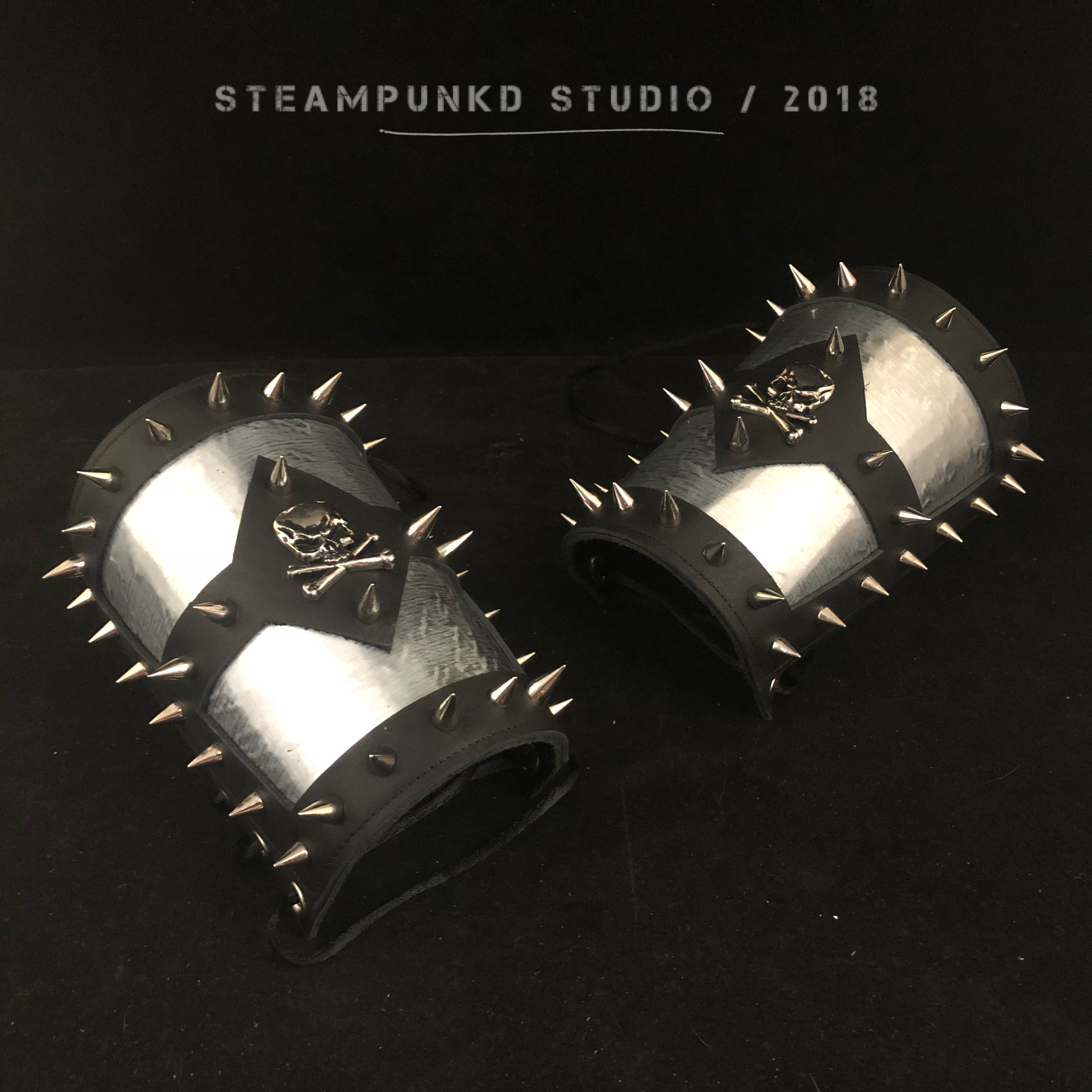 Arm Guards Handmade Skulls Spikes Leather Steel | Etsy