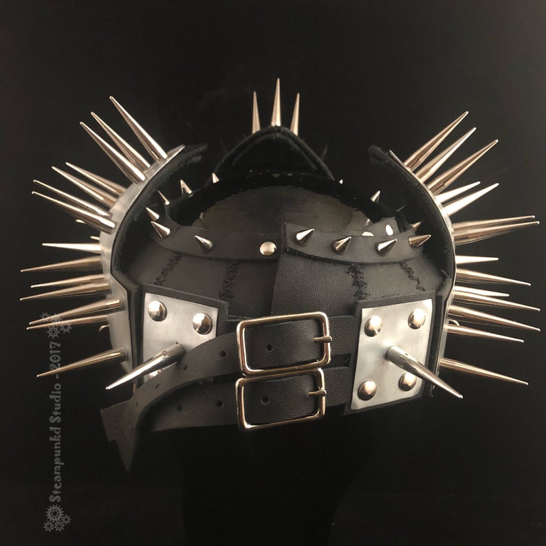 Spiked Skull Leather and Steel Crown - Etsy