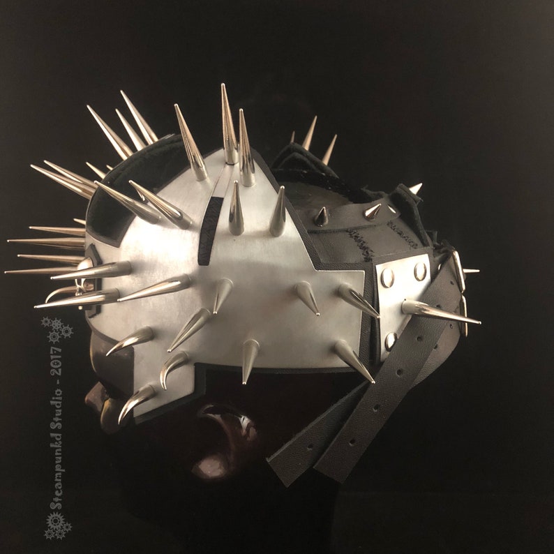 Spiked Skull Leather and Steel Crown - Etsy