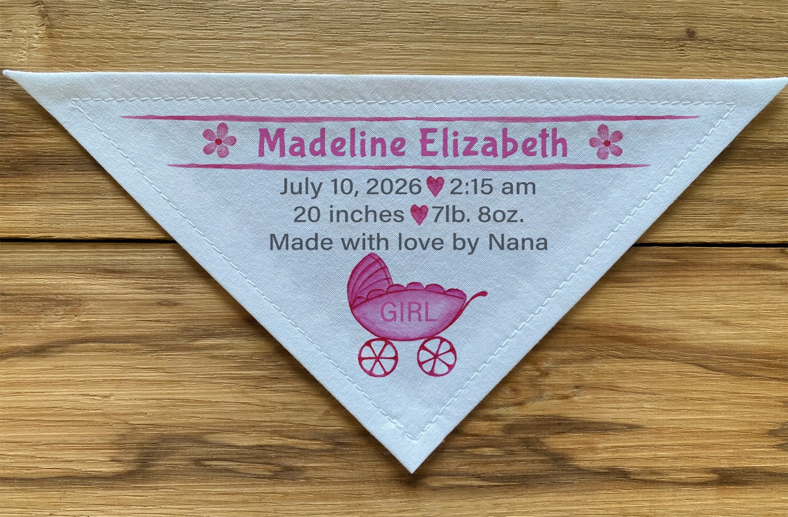 Large Triangle Quilt Label, Quilt Labels, Personalized, Baby Girl, Baby ...