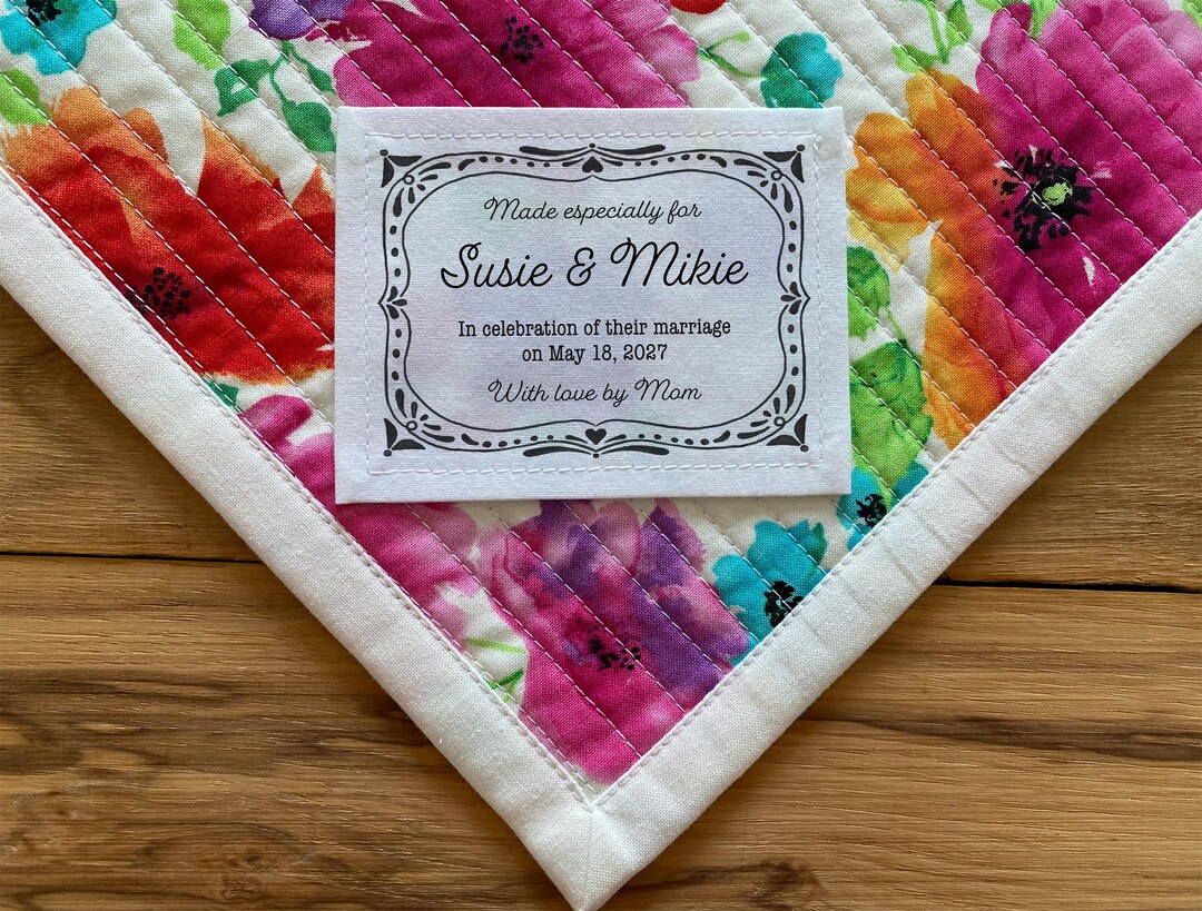 Large Quilt Labels, Personalized Fabric Labels, Gifts for the Couple ...