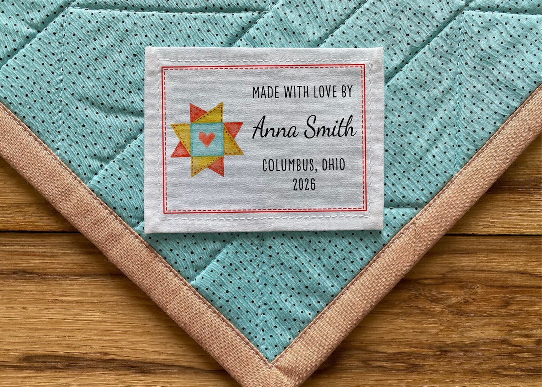 Large Personalized Sewing Labels, Handmade Quilt Label, Quilt Block ...
