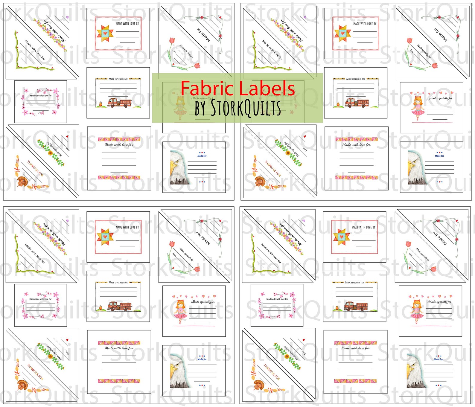 Quilt Label Fabric by Storkquilts - Fabric by the Yard - Cotton Labels ...