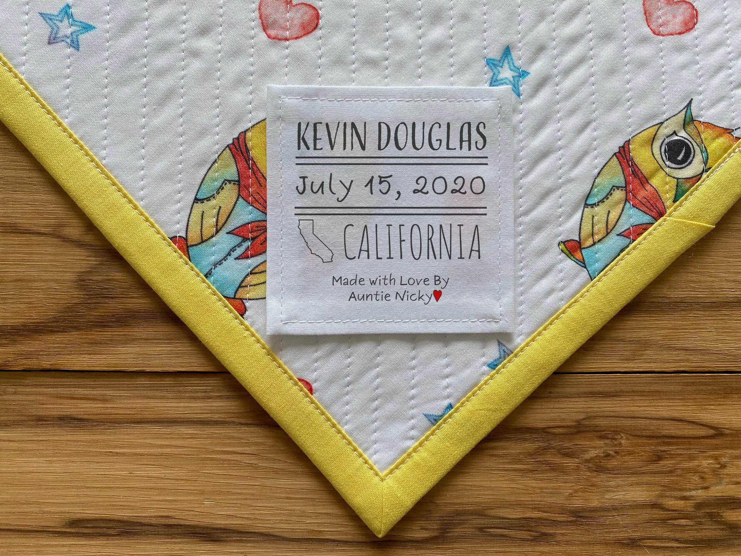 Baby Birth Stats Quilt Label | Personalized Sewing Labels | Wedding ...