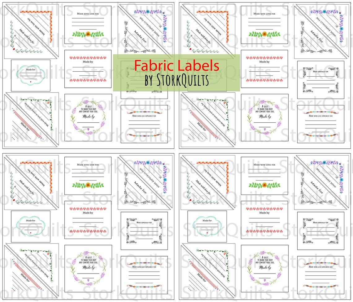 Quilt Label Fabric by Storkquilts - Fabric by the Yard - Cotton Labels ...