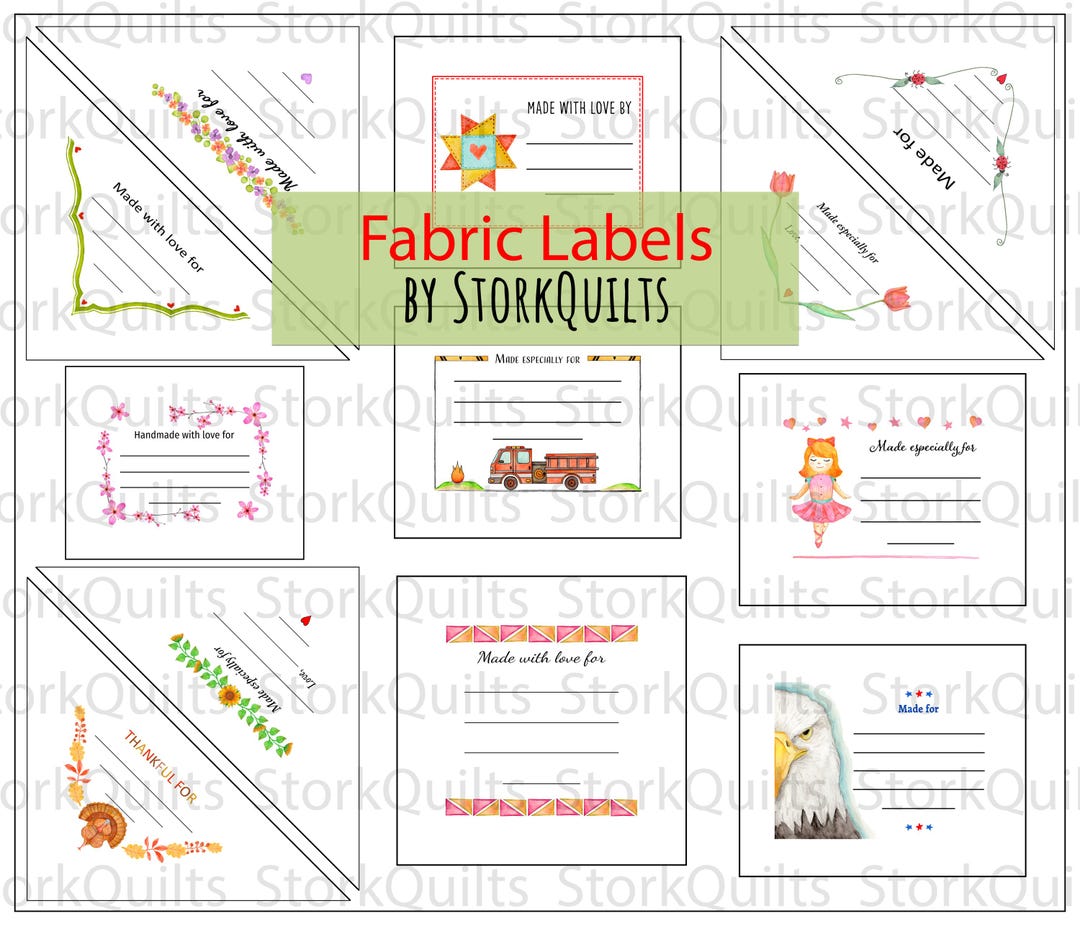 Quilt Label Fabric by Storkquilts - Fabric by the Yard - Cotton Labels ...