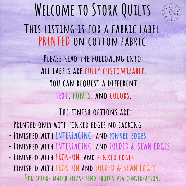 Large Fabric Quilt Label Personalized Labels Personalized - Etsy