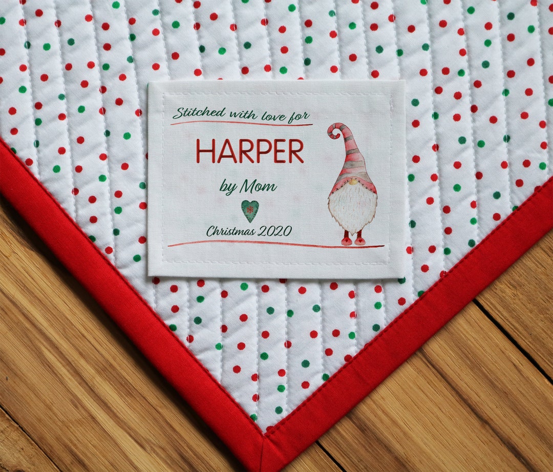 Large Custom Cotton Fabric Labels, Personalized Quilt Labels, Christmas ...