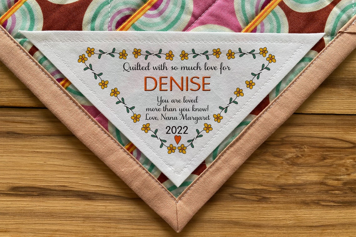 Large Triangle Quilt Label | Personalized Sewing Labels | Personalized ...