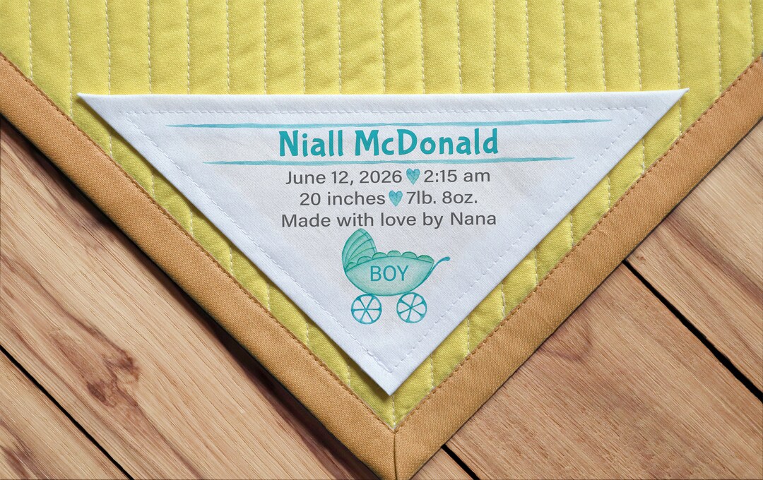 Large Triangle Quilt Label, Quilt Labels, Personalized, Baby Girl, Baby ...