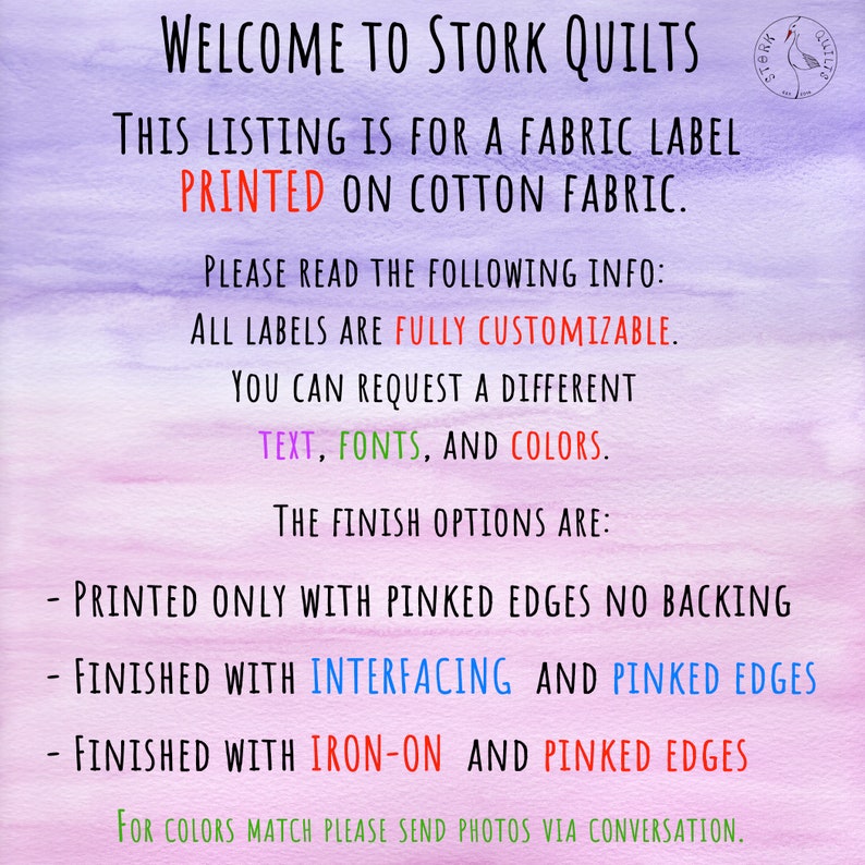 Large Personalized Sewing Labels, Personalized Quilt Labels, Custom ...