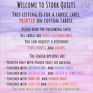 Quilt Labels Personalized Labels Handmade Labels Iron on - Etsy