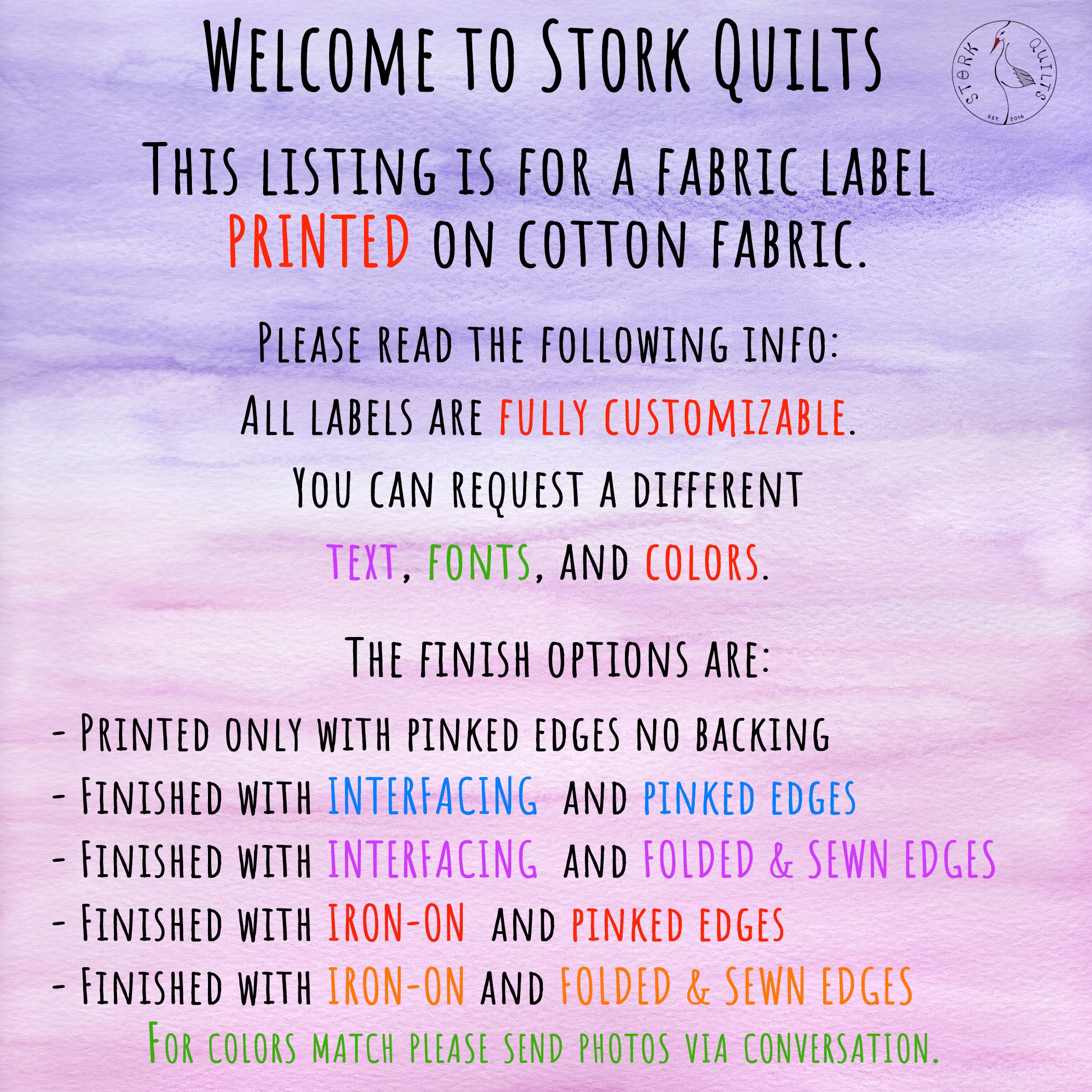 Large Personalized Sewing Labels Personalized Quilt Labels | Etsy