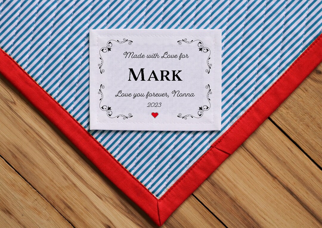 Large Personalized Sewing Labels, Handmade Quilt Label, Custom Fabric ...