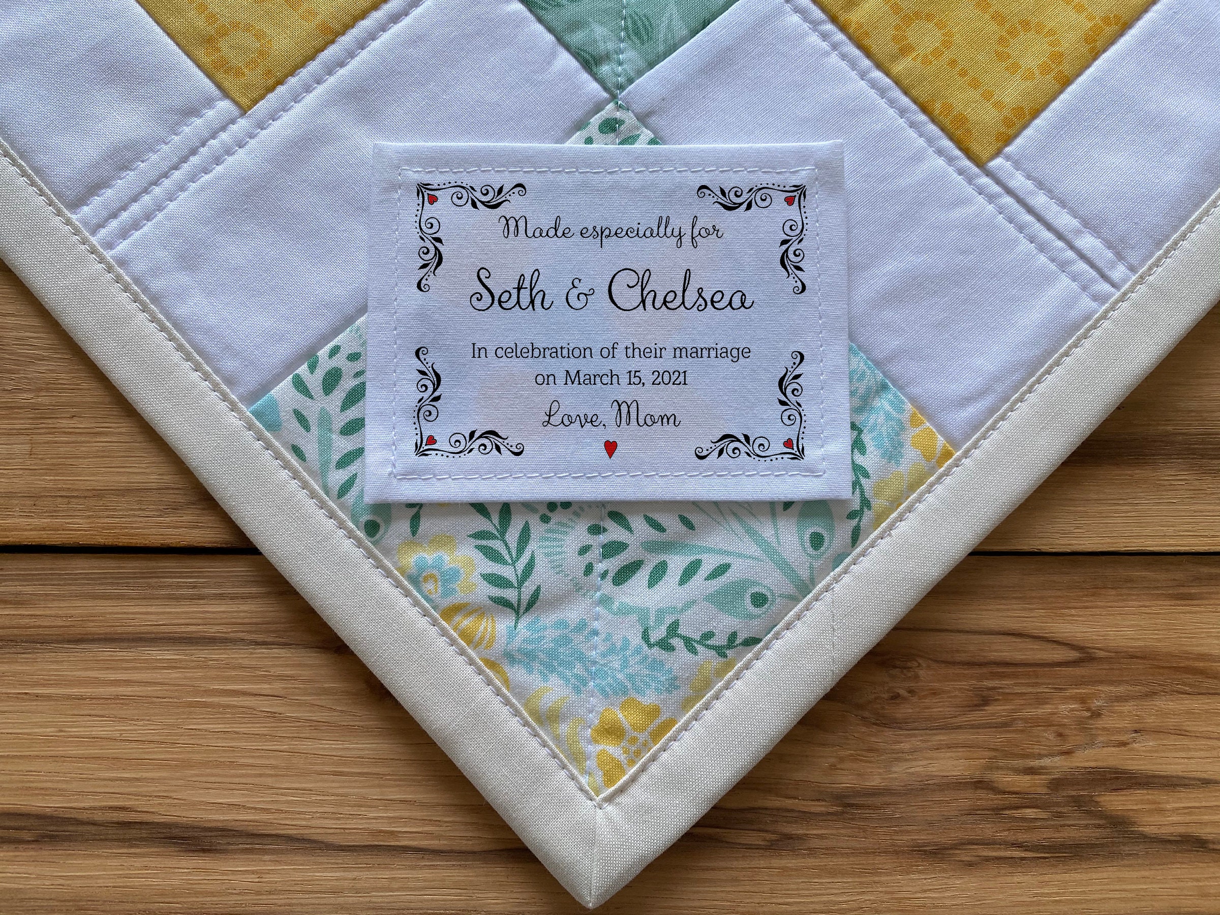 Large Quilt Labels, Personalized Fabric Labels, Gifts for the Couple ...
