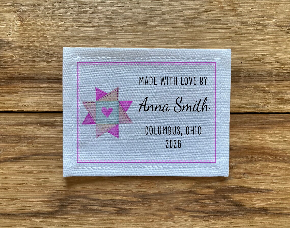 Large Personalized Sewing Labels, Handmade Quilt Label, Quilt Block ...