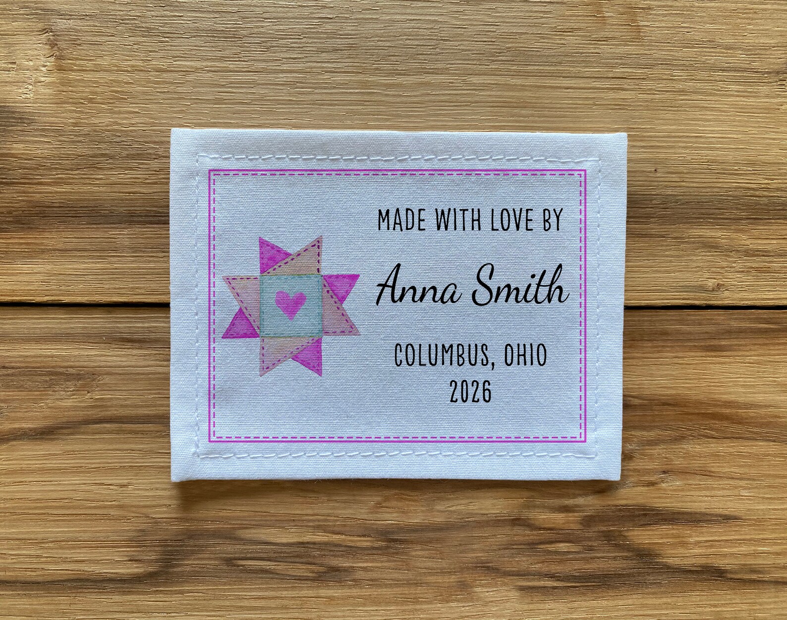 Large Personalized Sewing Labels, Handmade Quilt Label, Quilt Block ...