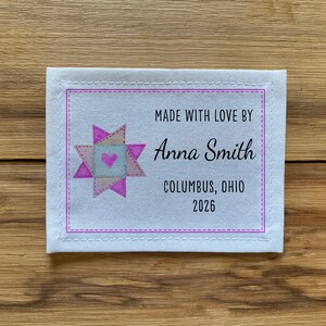 Large Personalized Sewing Labels, Handmade Quilt Label, Quilt Block ...