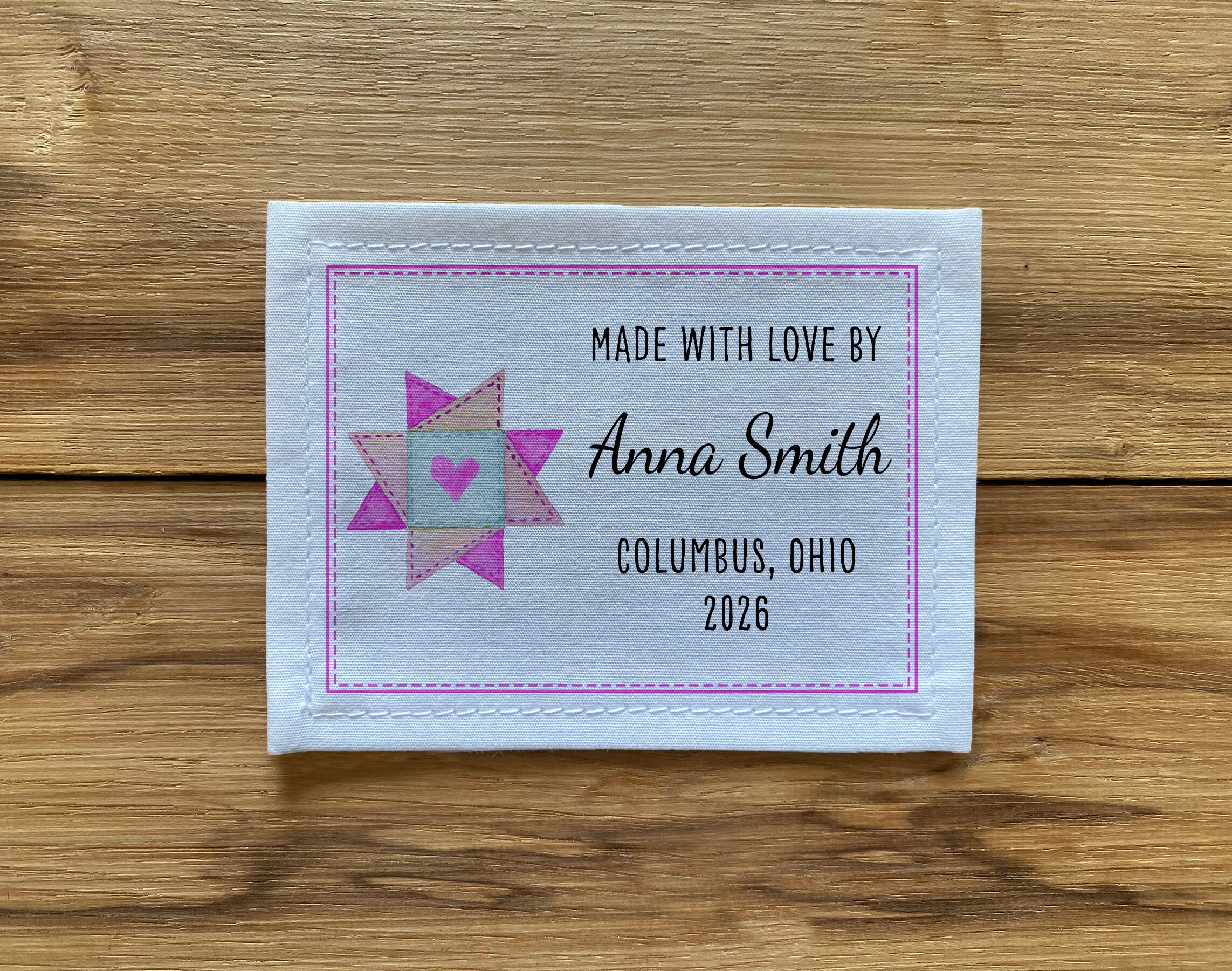 Large Personalized Sewing Labels, Handmade Quilt Label, Quilt Block ...