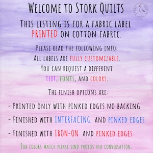 Quilt Labels, Personalized Sewing Labels, Knitting Labels, Personalized ...