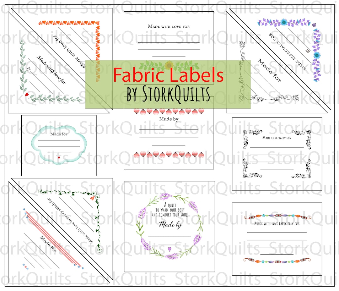 Quilt Label Fabric by Storkquilts - Fabric by the Yard - Cotton Labels ...