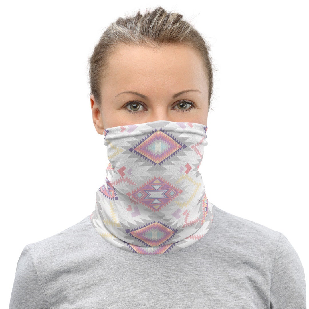 Pastel Pink Aztec Tribal Face Covering Neck Gaiter - Etsy