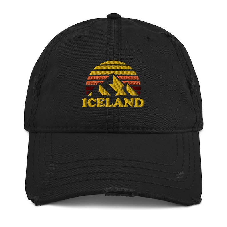 Retro Vintage Sun Iceland Distressed Dad Hat - Etsy