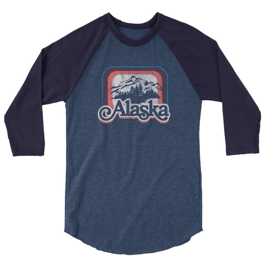 80's Vintage Retro Alaska 3/4 Sleeve Raglan Shirt - Etsy
