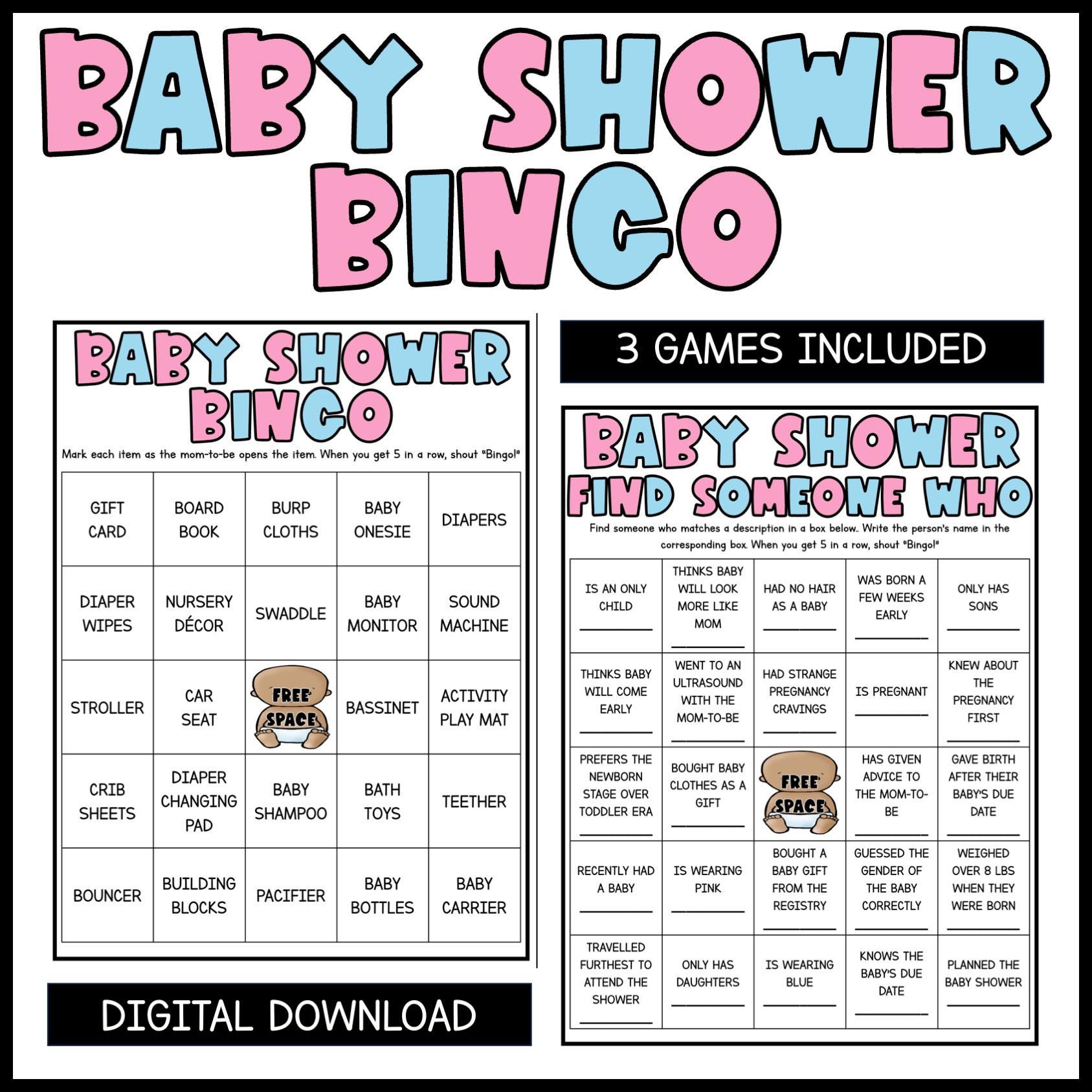 Baby Shower Bingo Find Someone Who Baby Shower Bingo Icebreaker Game ...