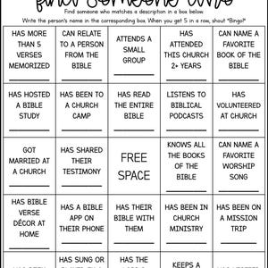 Mix & Mingle Church Bingo Game, Fellowship Bingo, Church Icebreaker ...