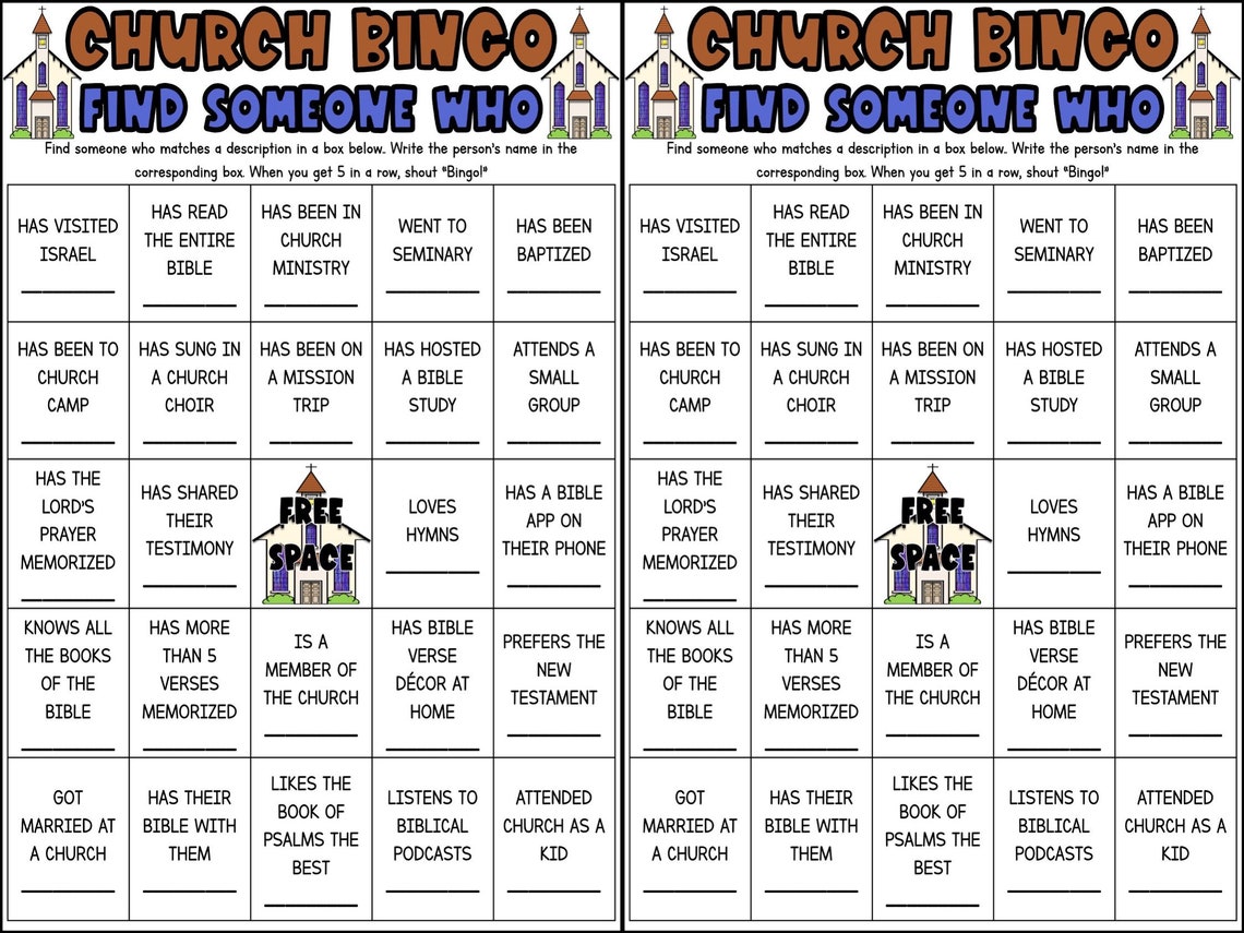 Printable Church Bingo Game Christian Bingo Game Find Someone Who Bingo ...
