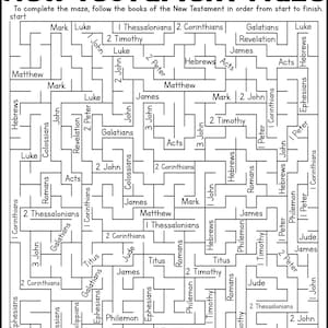 Books of the Bible Mazes Game Printable Church Game, Sunday School ...