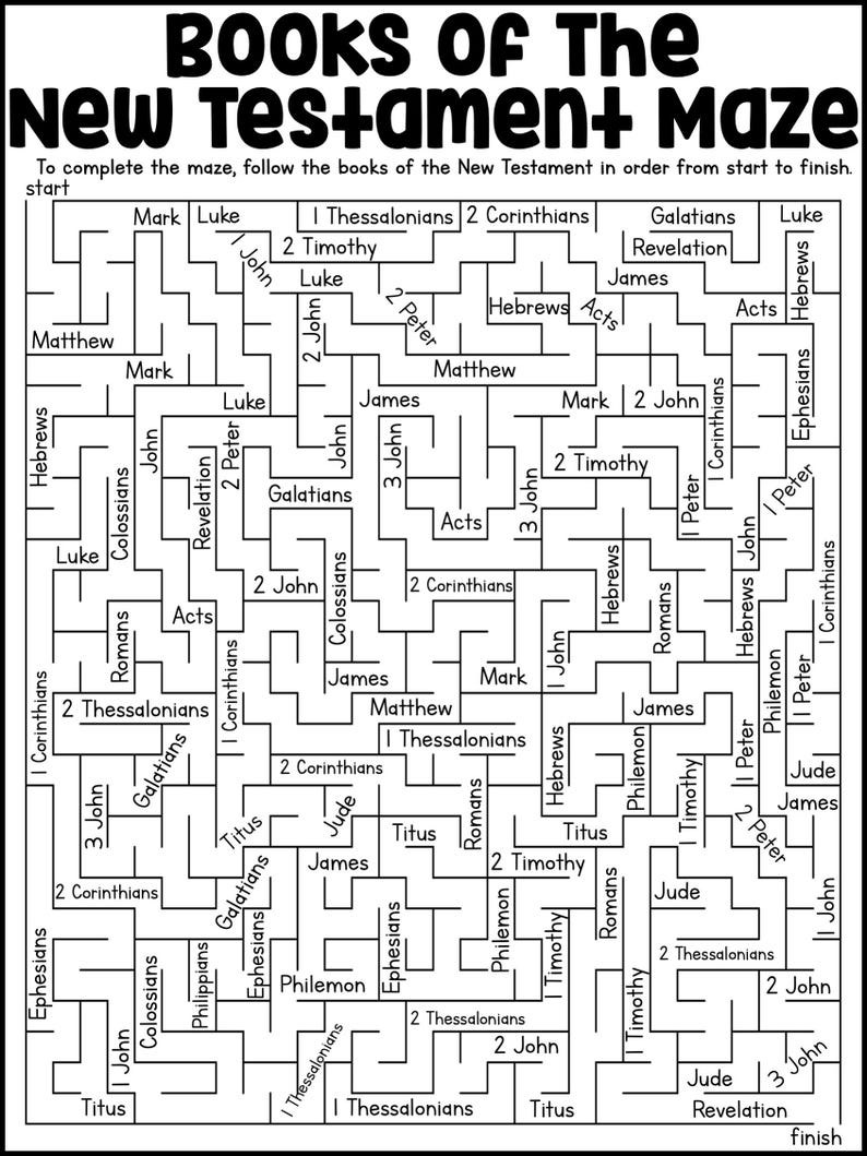 Books of the Bible Mazes Game Printable Church Game, Sunday School ...