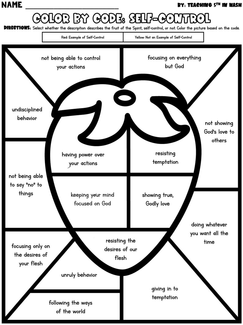 Fruit of the Spirit Coloring by Code Activities, Printable Kids Bible ...