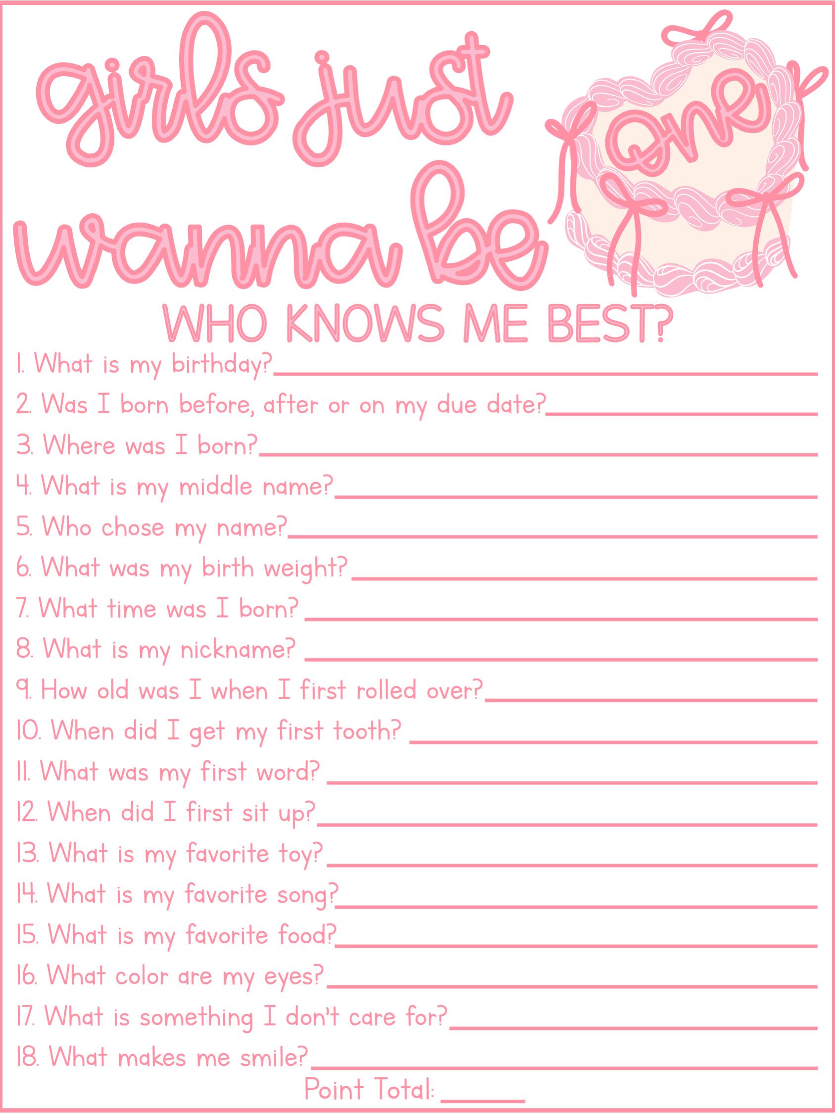 Baby's First Birthday Party Game, Printable 1st Birthday Game, How Well ...