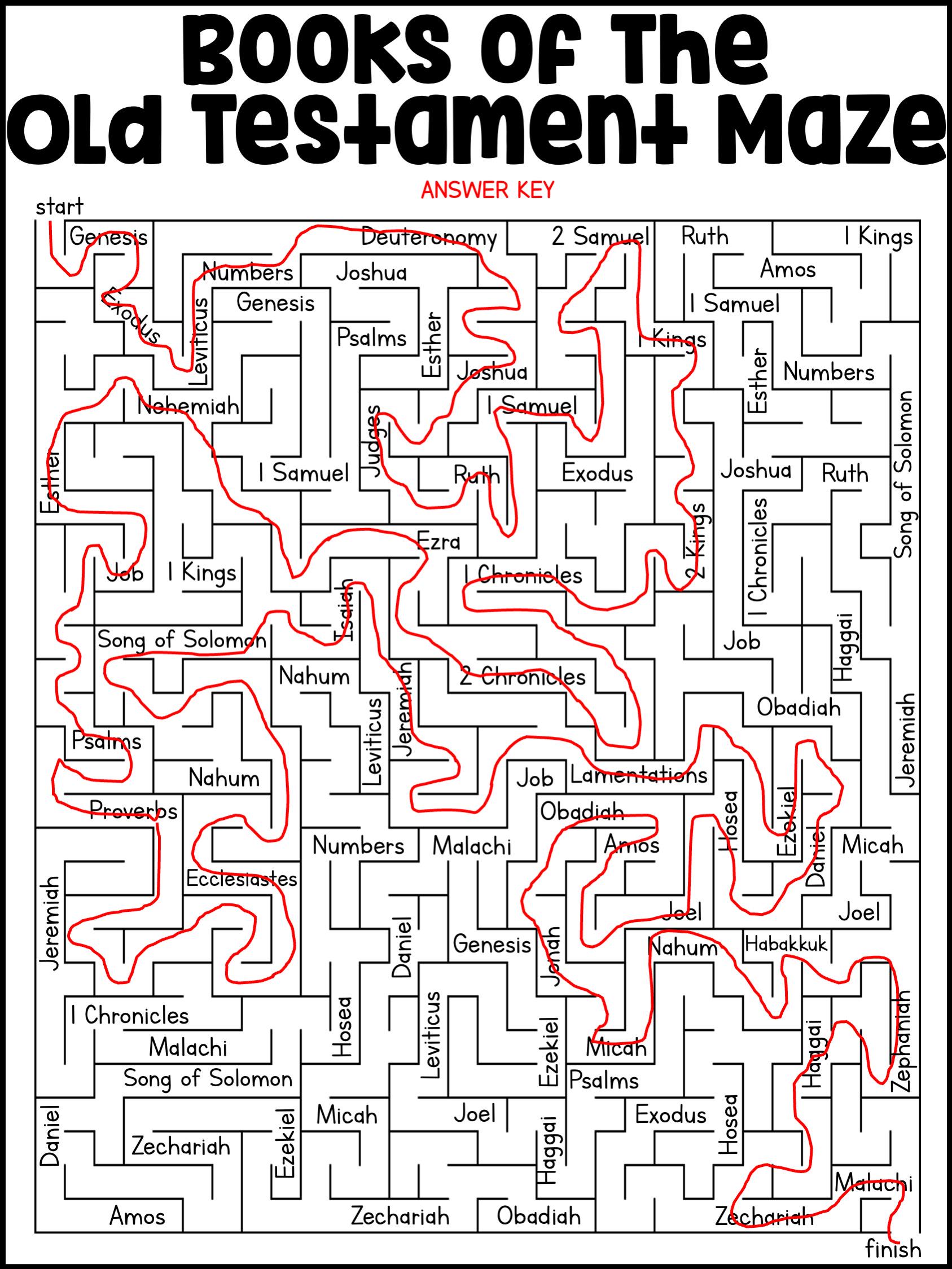 Books of the Bible Mazes Game Printable Church Game, Sunday School ...