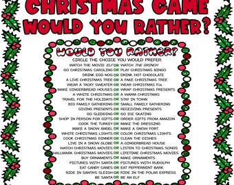 Christmas Would You Rather Game - Etsy