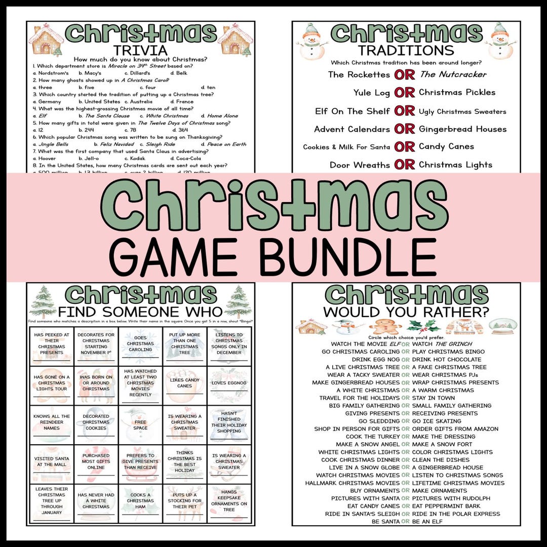 Christmas Games Party Bundle Printable, Holiday Party Games, Christmas ...