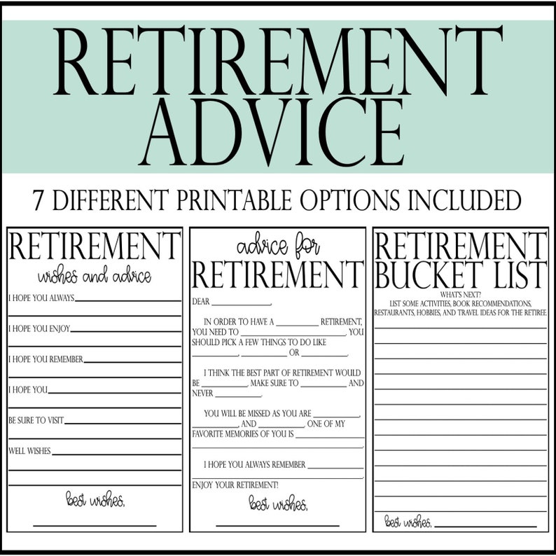 Printable Retirement Wishes Template, Minimalist Retirement Keepsake ...