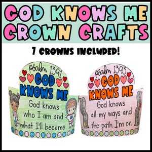 God Knows Me Psalm 139 Headband Crowns, Printable Bible Activity, Kids ...